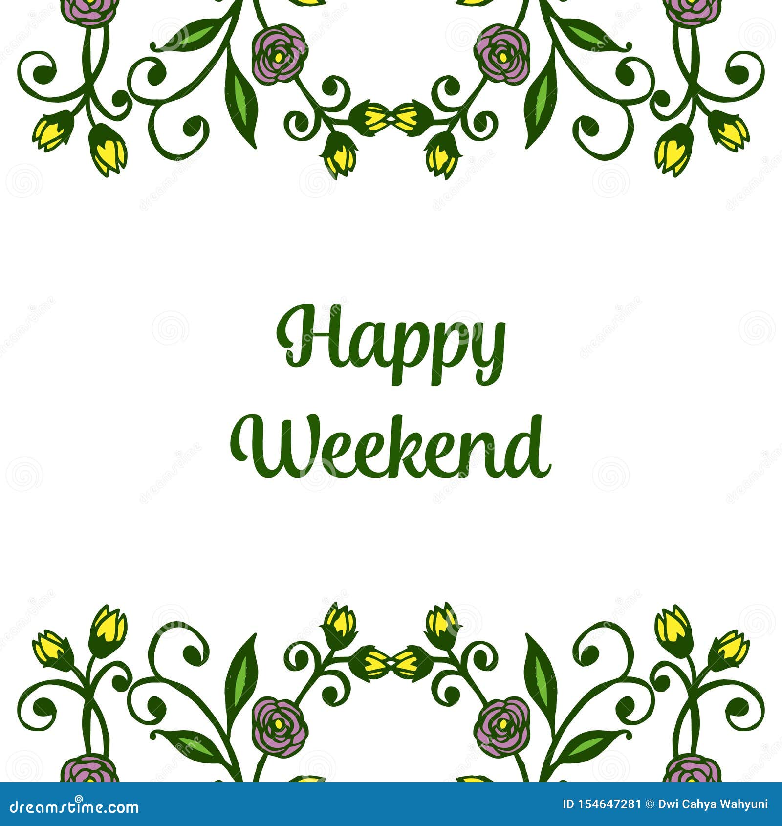 Graphic of Colorful Flower Frame, for Card Happy Weekend. Vector Stock ...