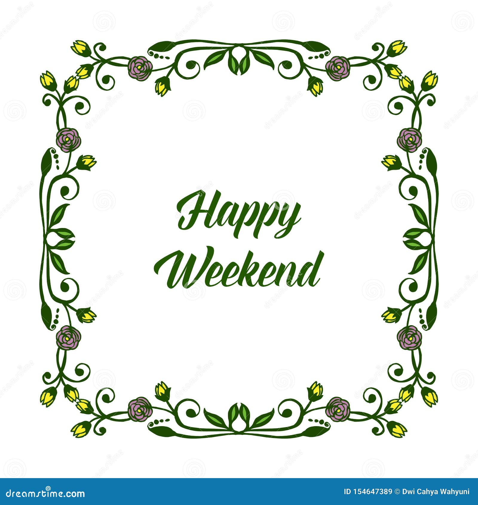 Graphic of Colorful Flower Frame, for Card Happy Weekend. Vector Stock ...