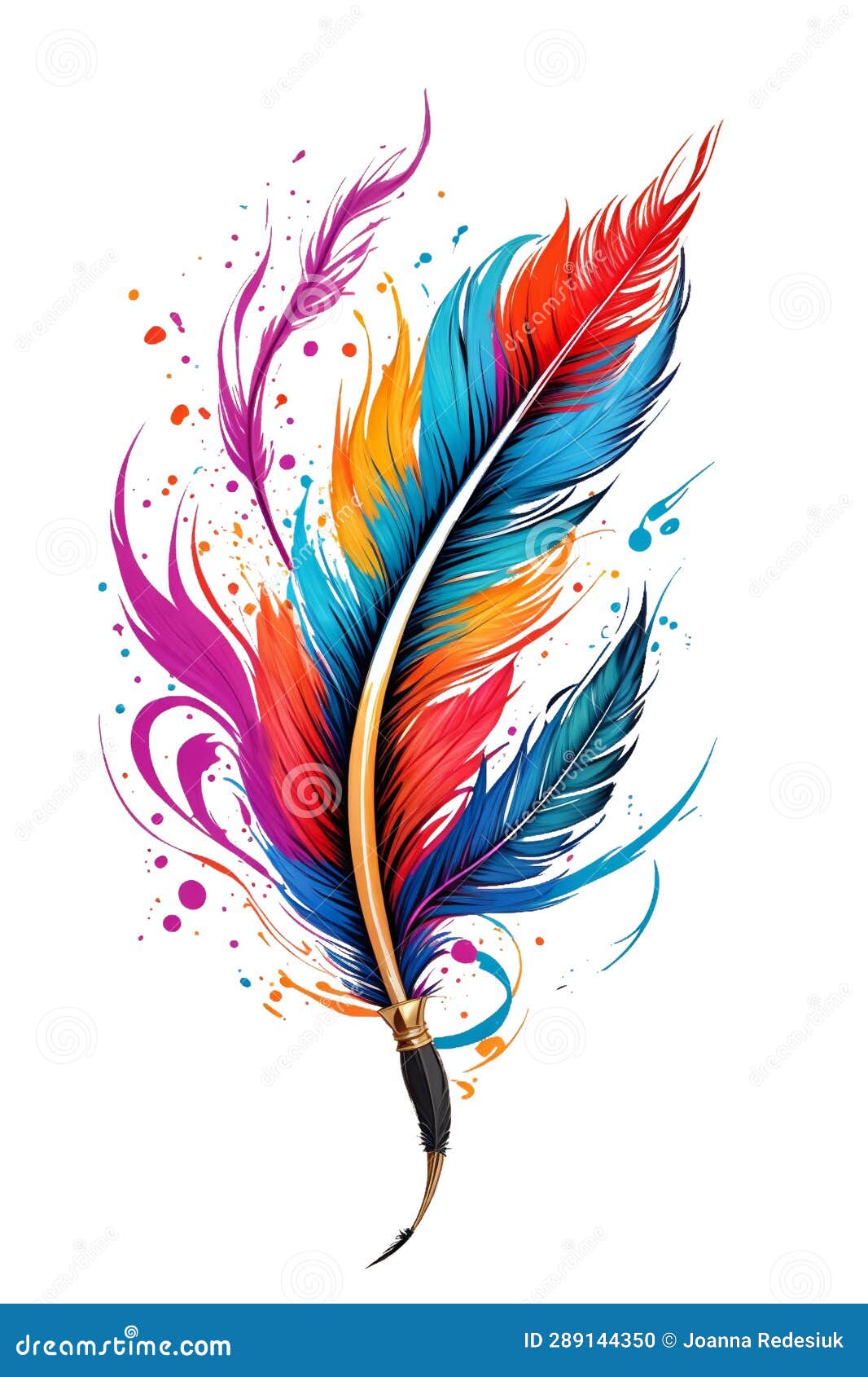 Graphic Colorful Pen for Writing Bird Feather Stock Illustration ...