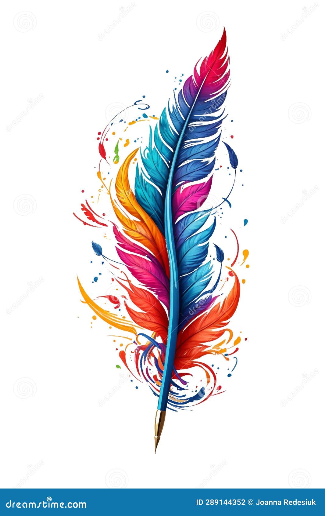 Graphic Colorful Pen for Writing Bird Feather Stock Illustration ...
