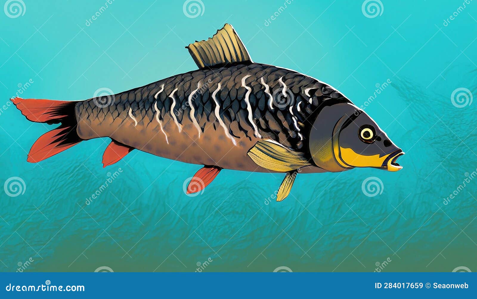 The Graphic of Common, Fish, Carp Stock Illustration - Illustration of ...