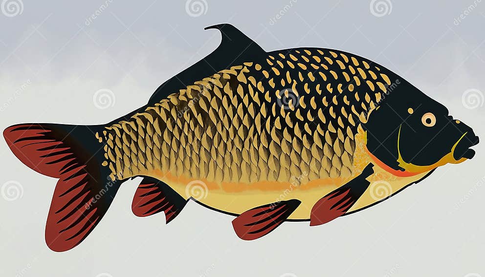 The Graphic of Common, Fish, Carp Stock Illustration - Illustration of ...