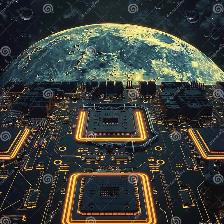 Graphic of Conceptual Art of Scientific Data Visualization on a Moonlit ...