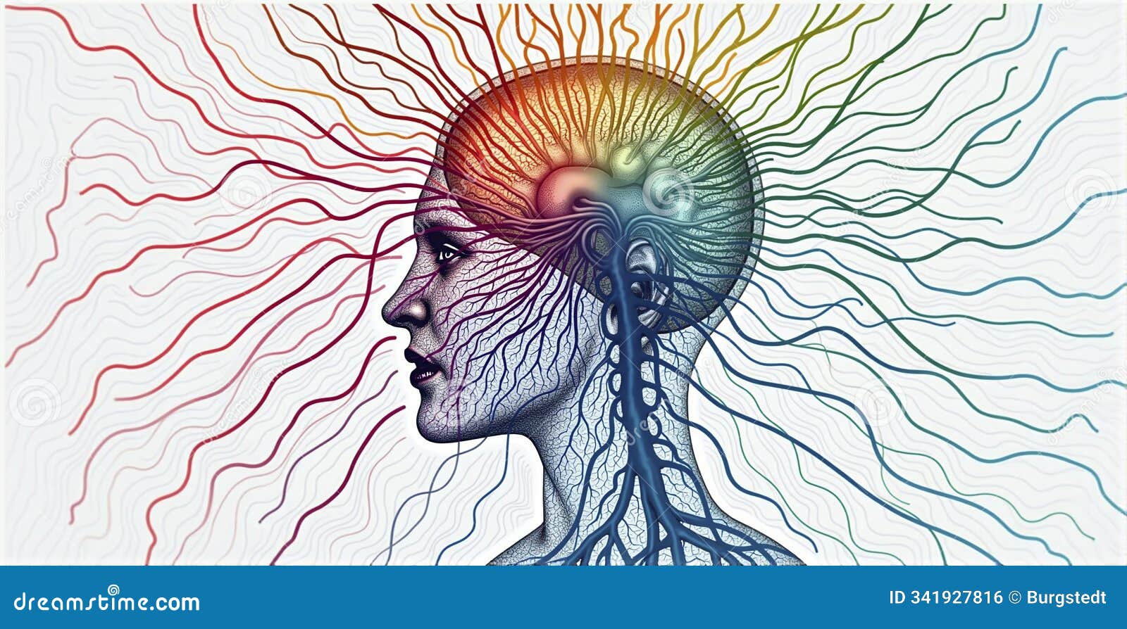 Graphic Conceptual Illustration of the Nervous System in Humans with ...