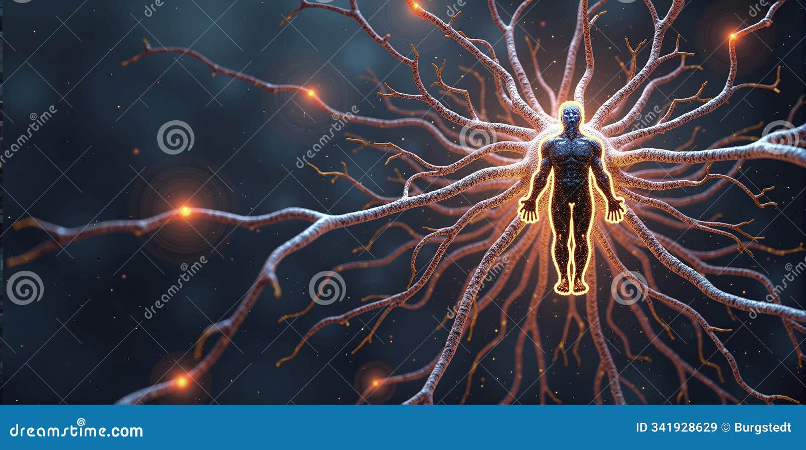 Graphic Conceptual Illustration of the Nervous System in Humans with ...