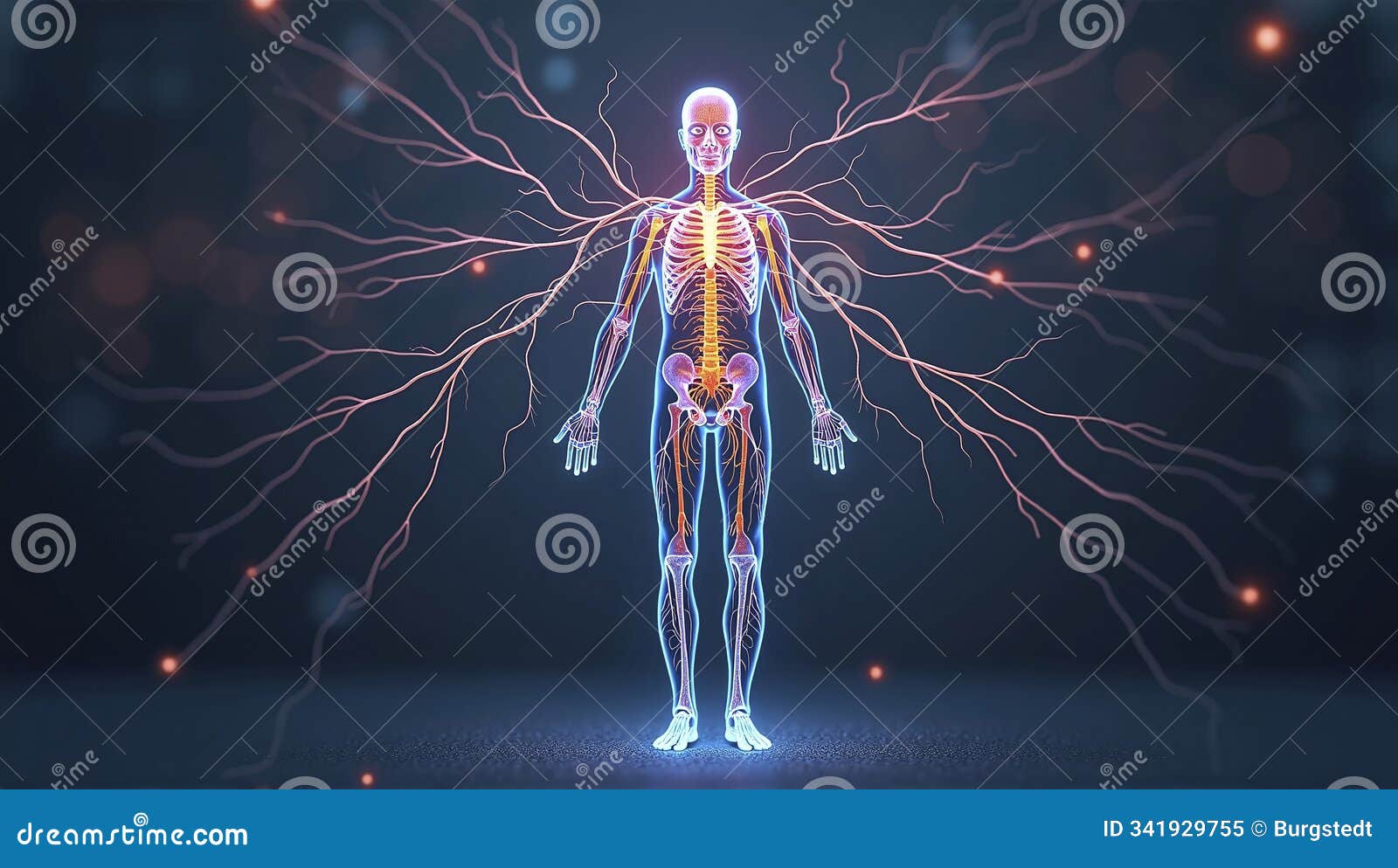 Graphic Conceptual Illustration of the Nervous System in Humans with ...