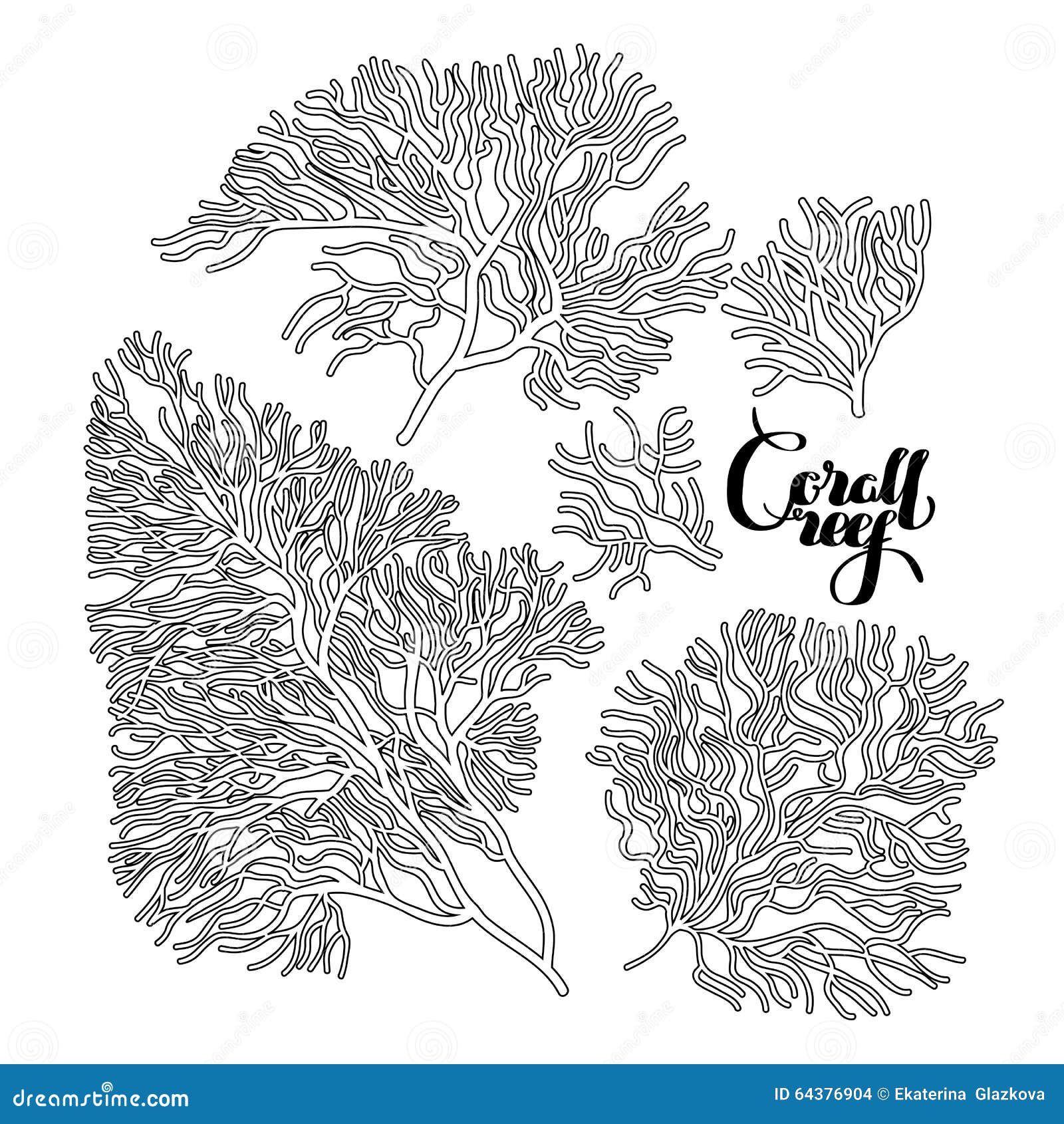 Graphic coral collection stock vector. Illustration of background ...