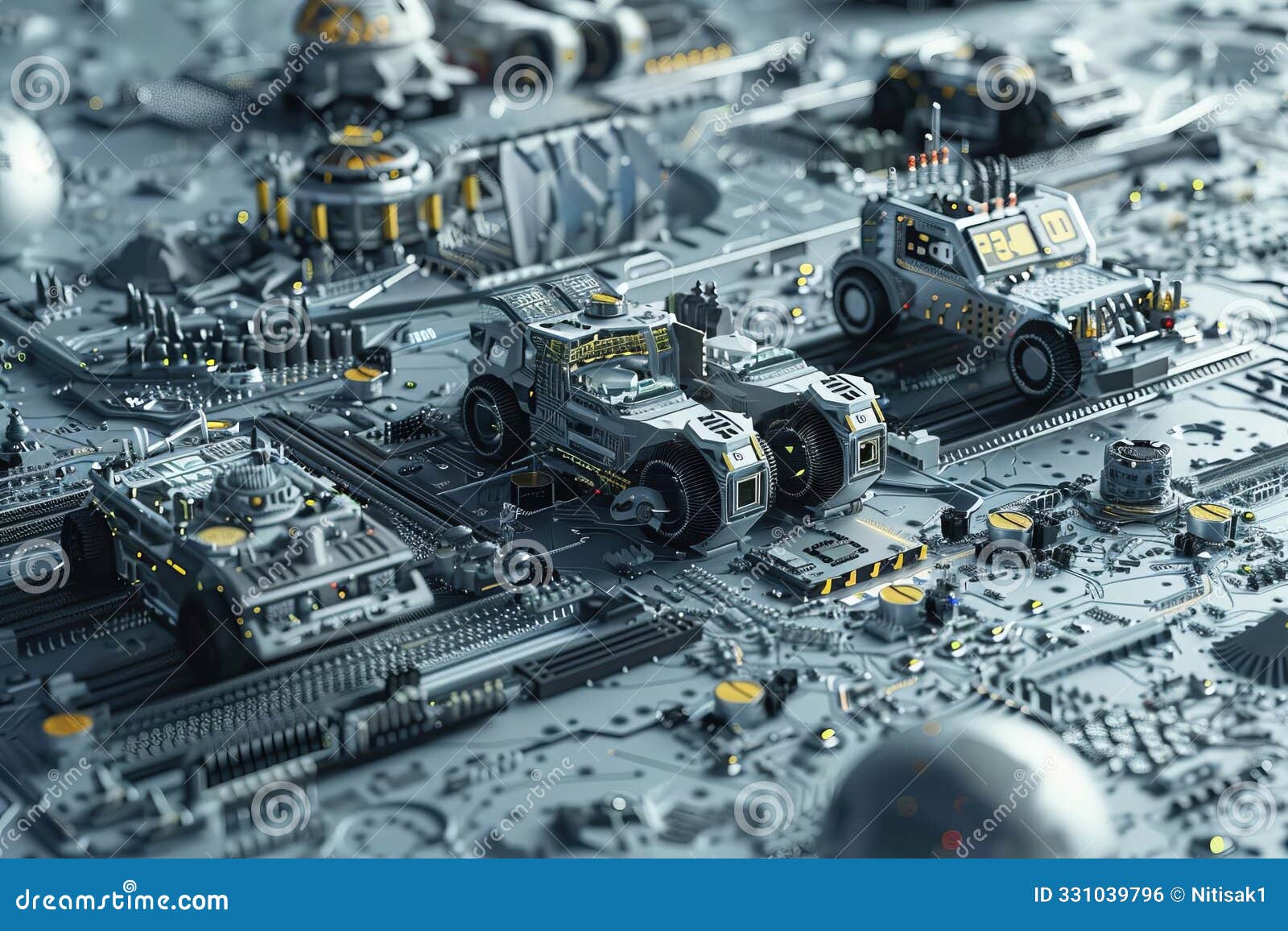 Graphic of 3D Model of Futuristic Vehicles with Data Visualization on a ...
