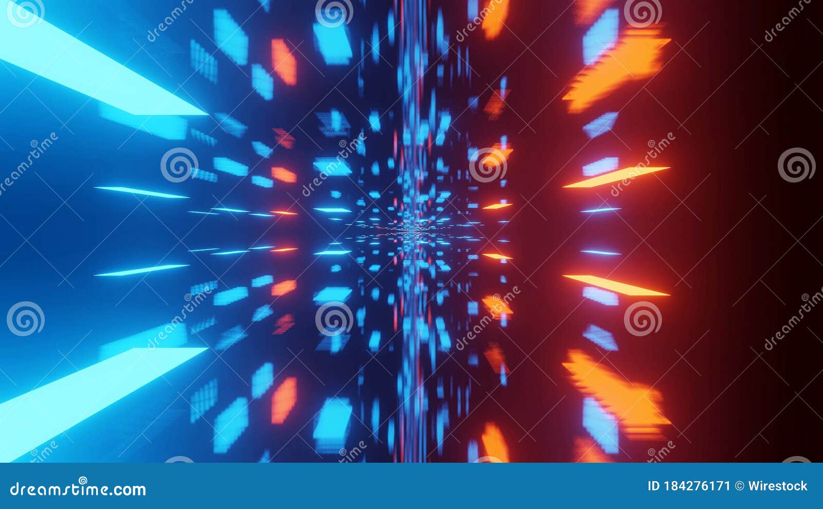 Graphic 3D Rendering Illustration of Blue and Red Lights - Perfect for ...