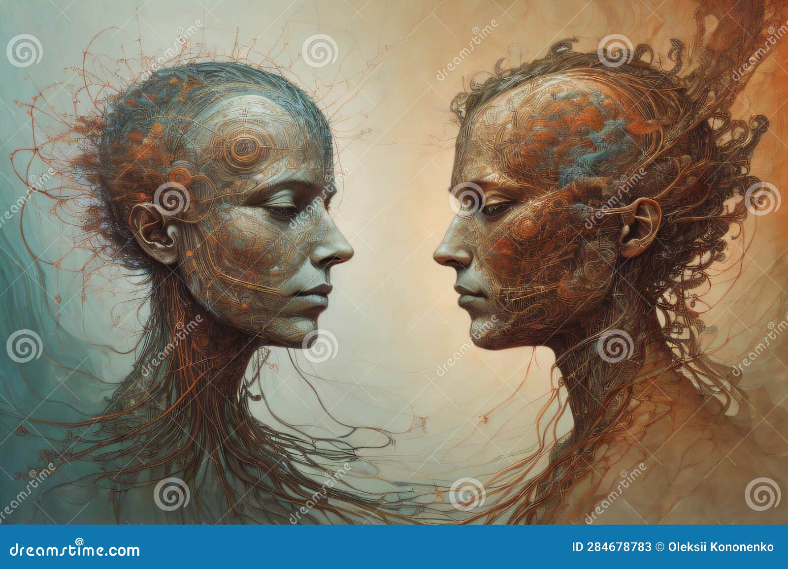 Graphic Depiction Presenting a Combination of Human Profile and Fractal ...