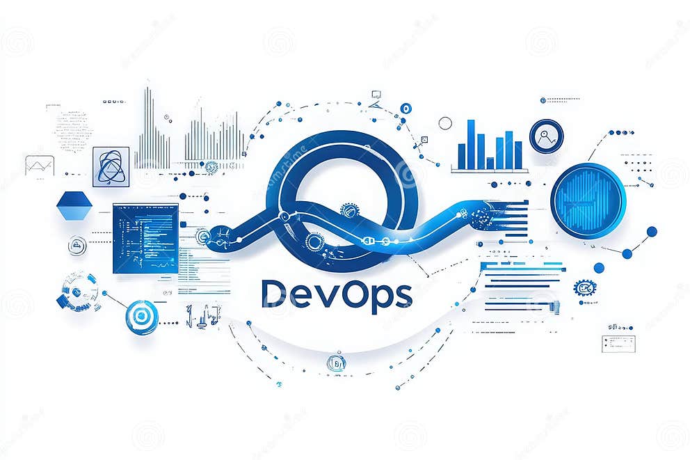 DevOps Concept Illustrated with Infinity Loop Symbol and Data Analytics ...