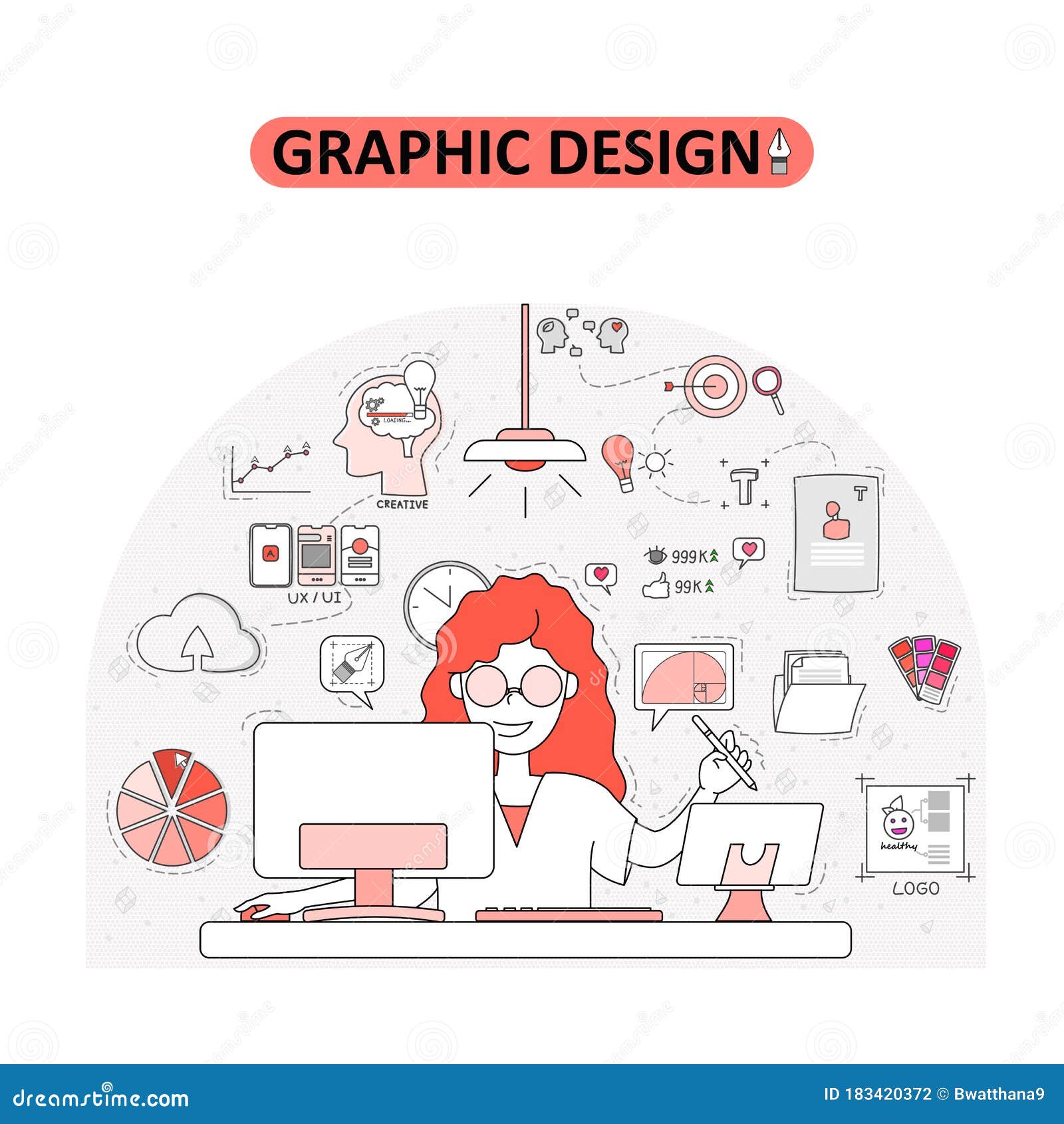 A Vector of Graphic Design Service Concept. Stock Vector - Illustration ...