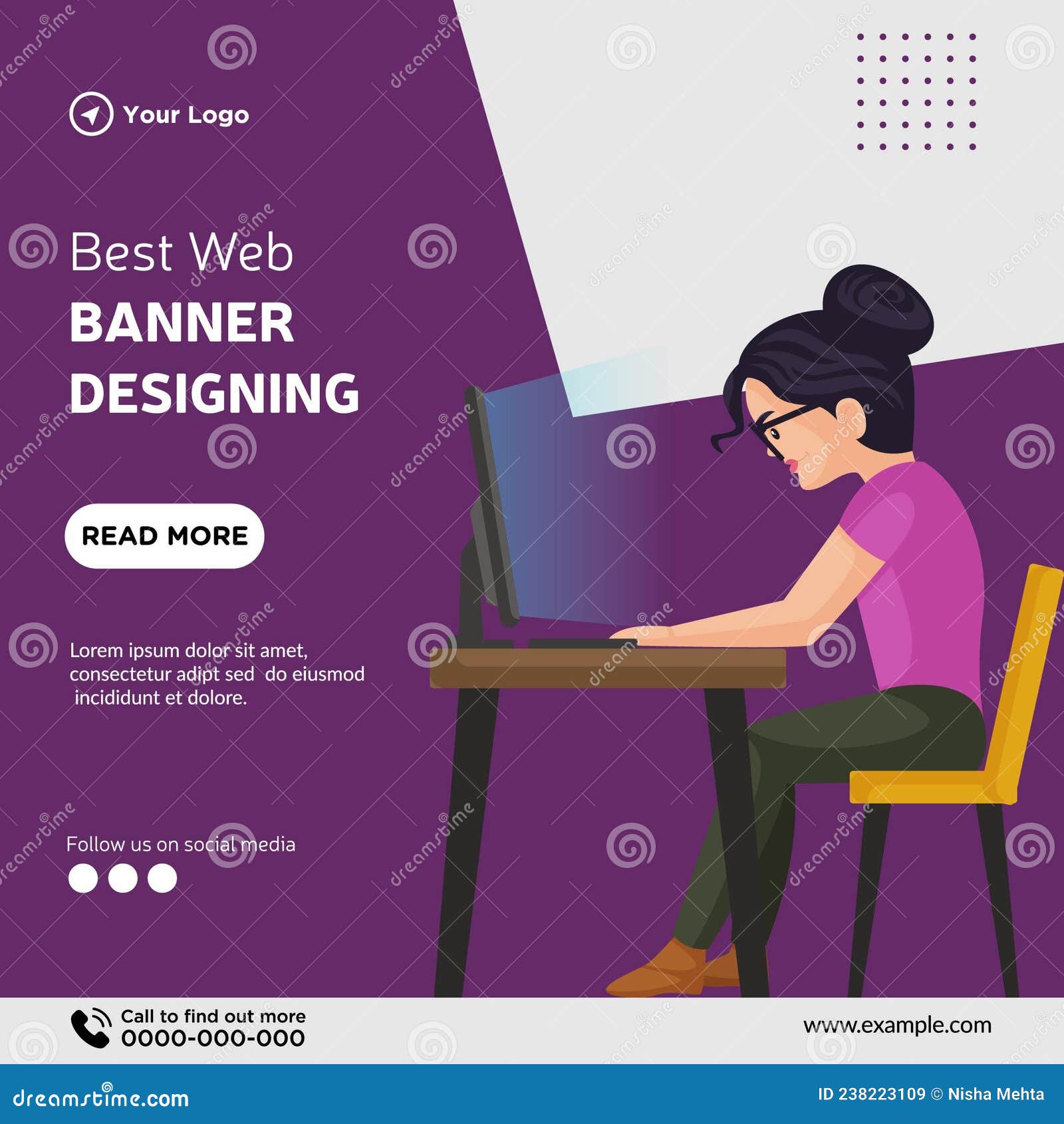 Banner Design of Best Web Banner Designing Stock Vector - Illustration ...