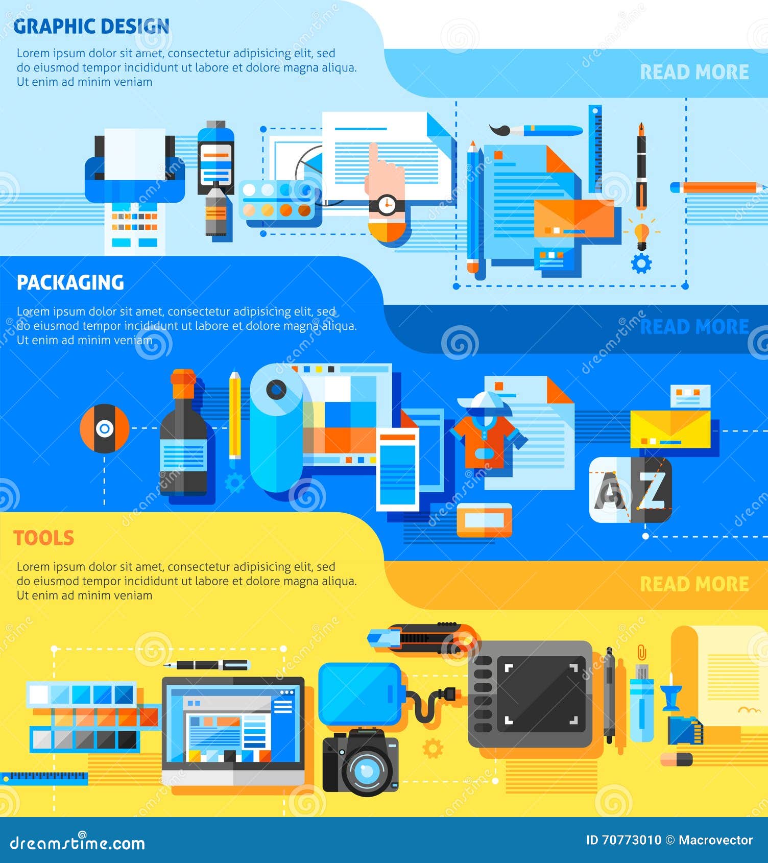 Graphic Design Banners Set stock vector. Illustration of camera - 70773010