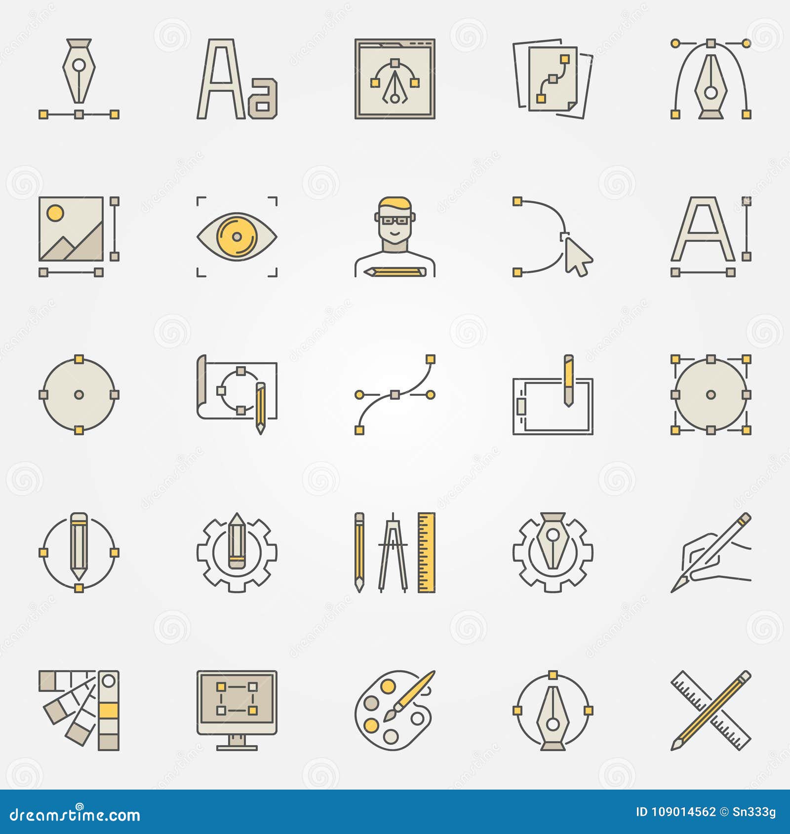 Graphic Design Colored Icons Set - Vector Design Elements Stock Vector ...