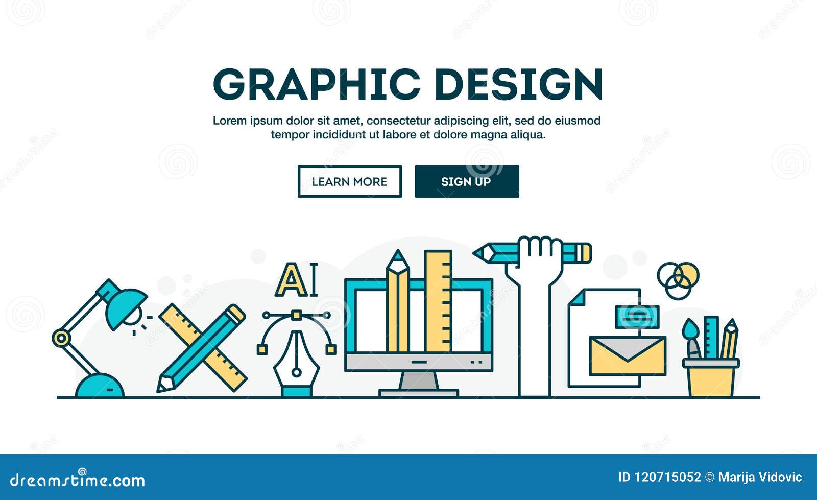 Graphic Design, Colorful Concept Header, Flat Design Thin Line S Stock ...