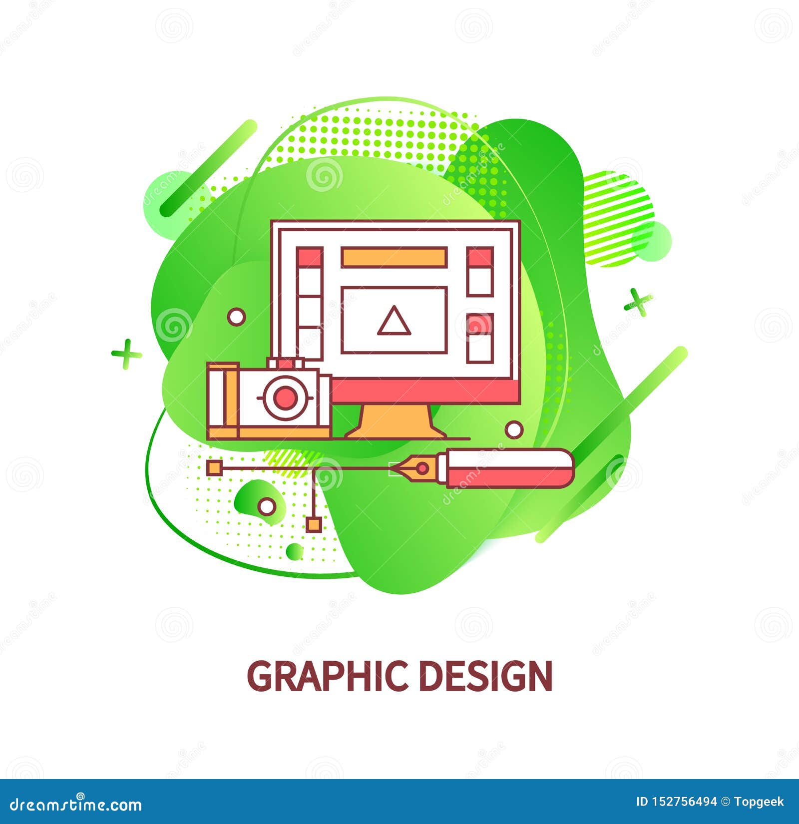 Graphic Design Computer Monitor with Application Stock Vector ...