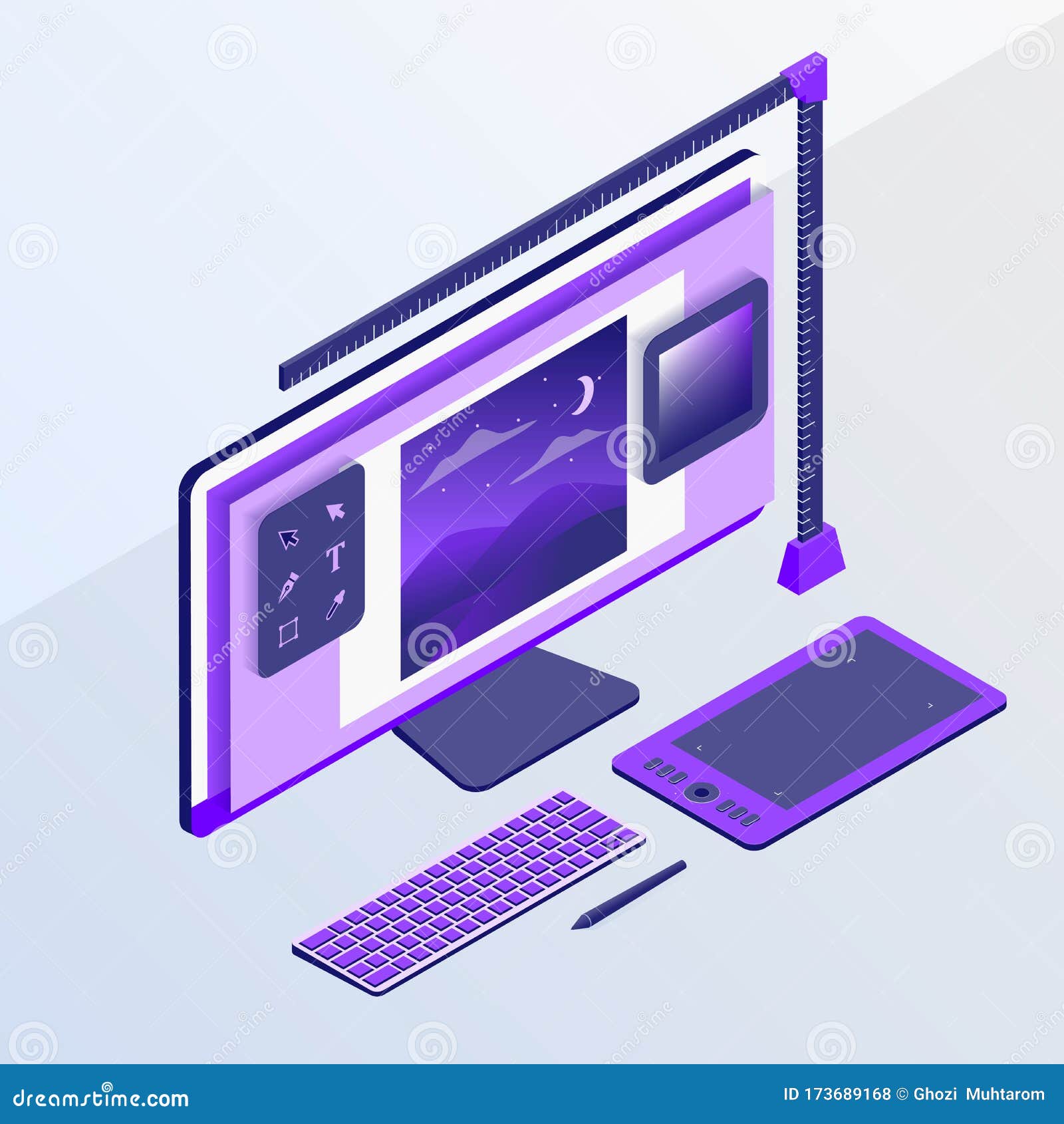 Graphic Design Concept with Computer and Design Sketch Tools with ...