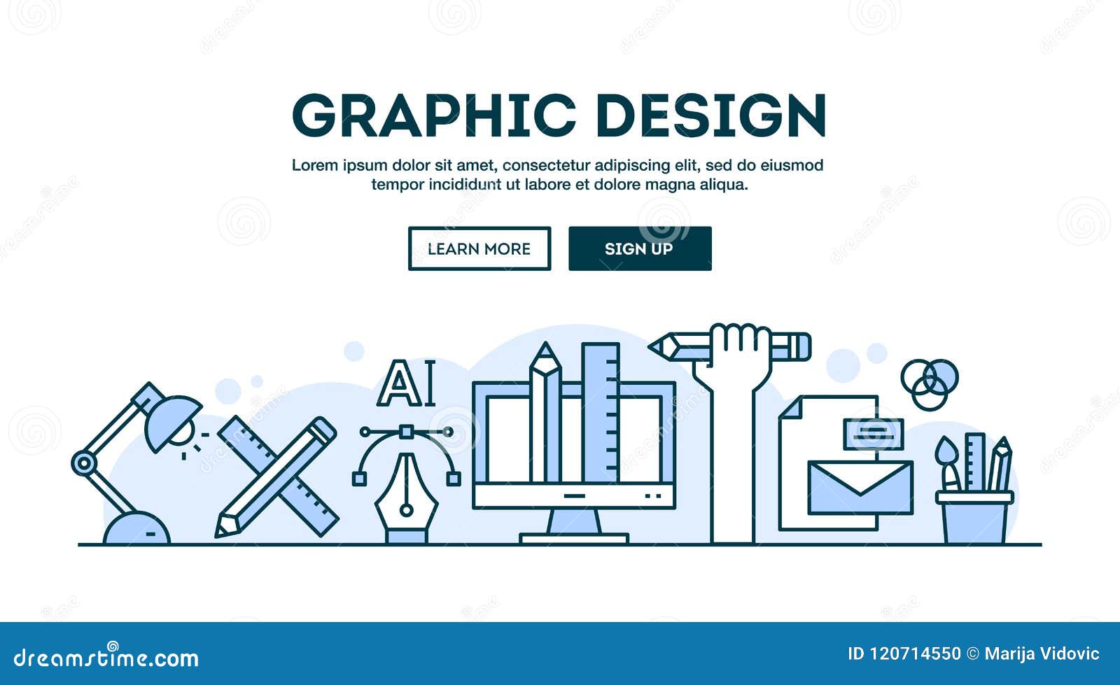Graphic Design, Concept Header, Flat Design Thin Line Style Stock ...