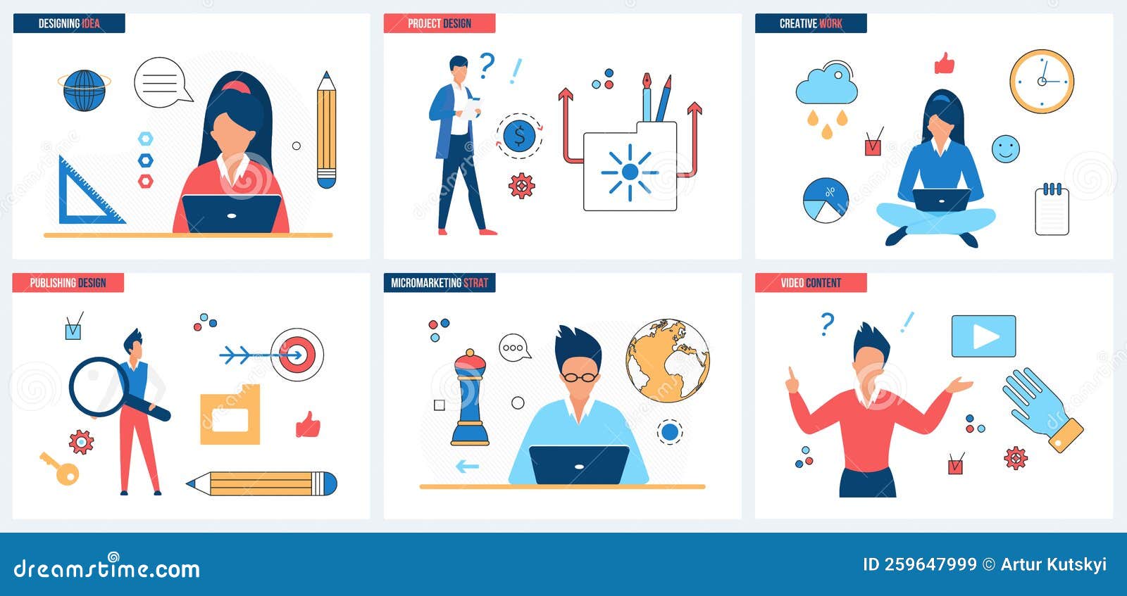 Graphic Design, Content Strategy Set, Process of Ideas Creation in ...