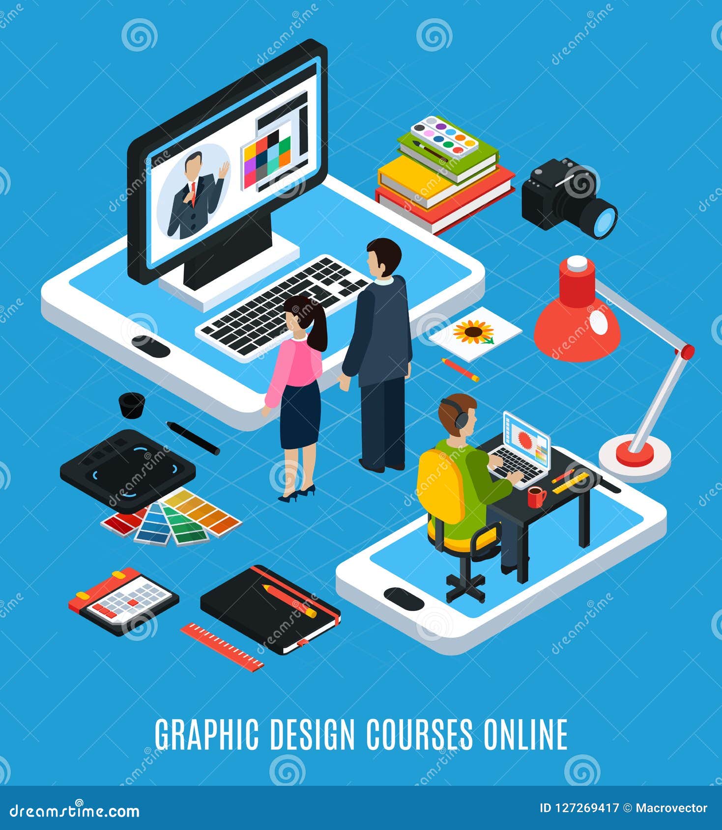 Graphic Design Course Concept Stock Vector - Illustration of learning ...