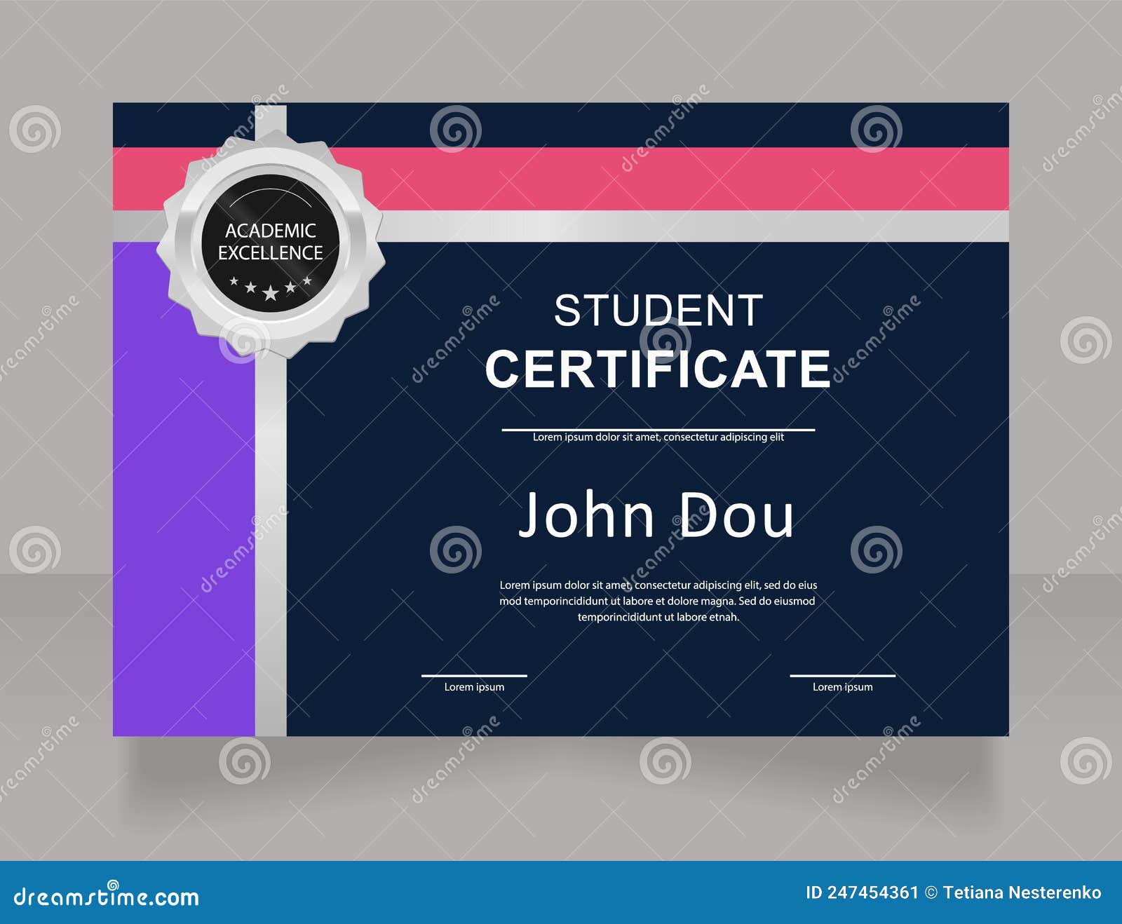Graphic Design Course Student Certificate Design Template Stock Vector ...