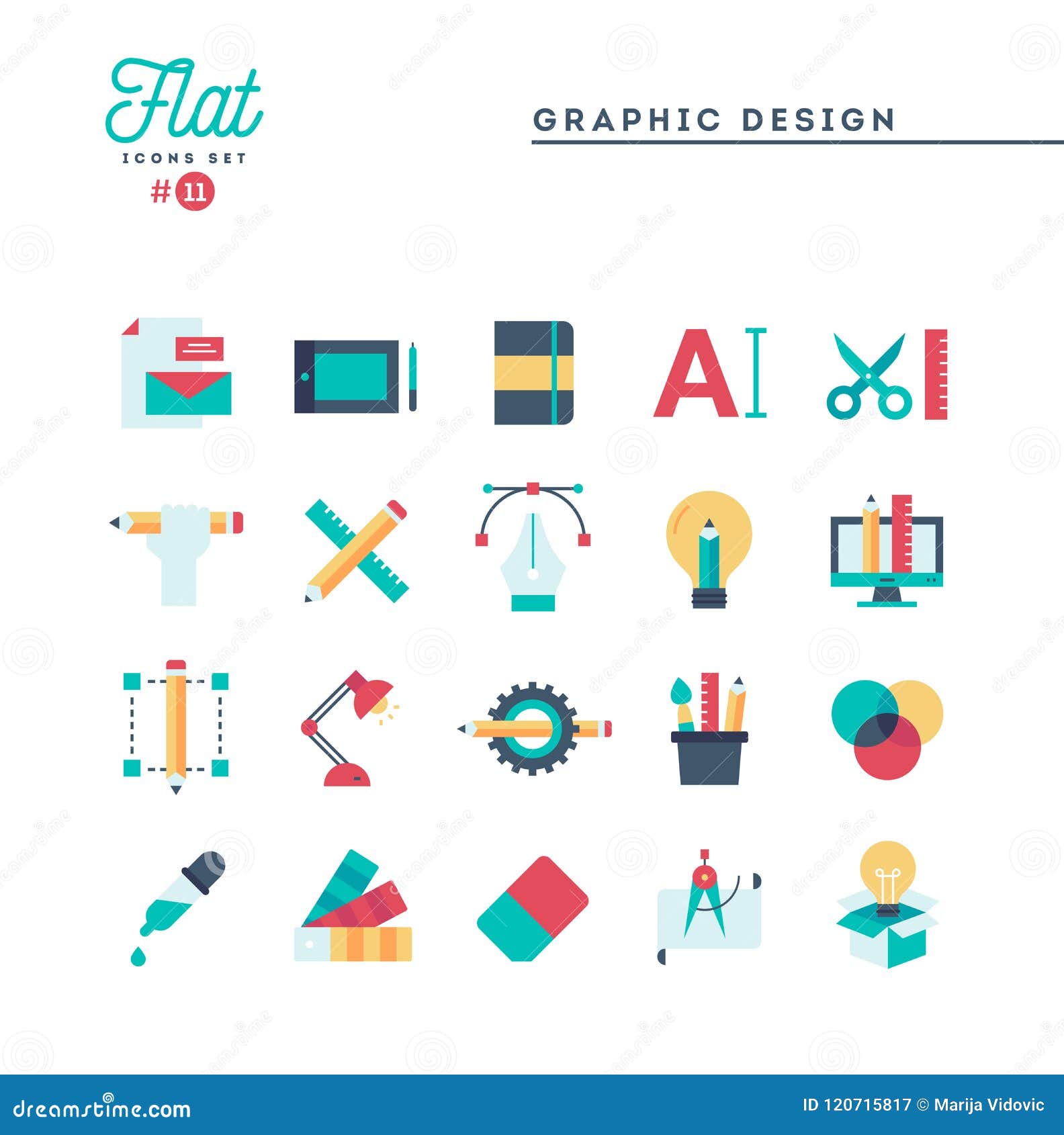 Graphic Design, Creative Package, Stationary, Software and More, Flat ...