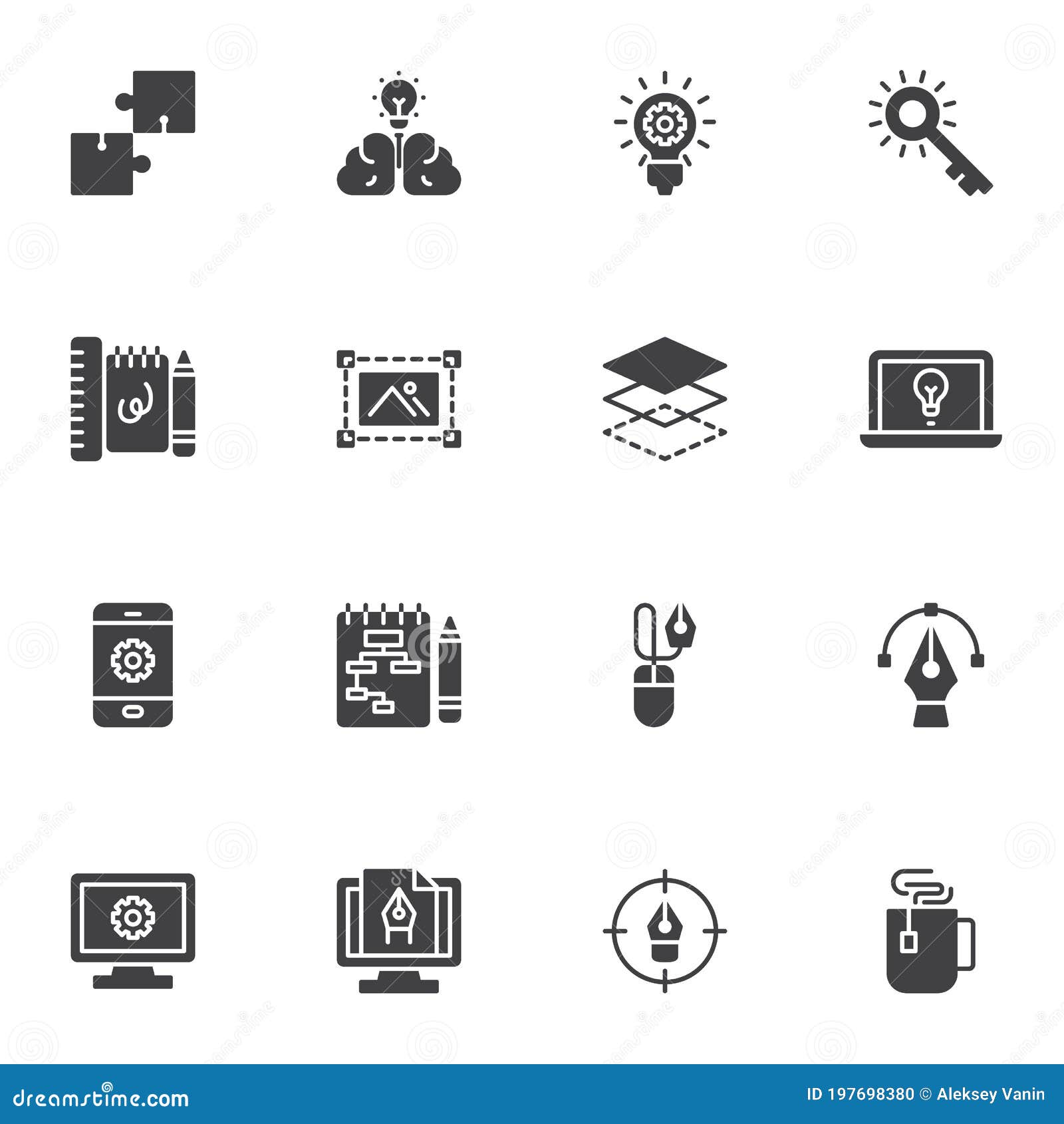 Graphic Design Creative Process Vector Icons Set Stock Vector ...