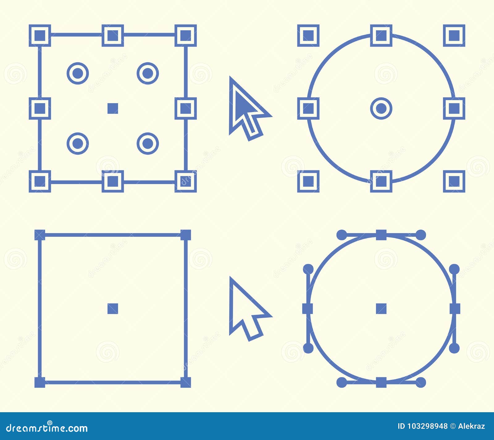 Graphic Design Elements, Square and Circle Anchor Point Icon Design ...