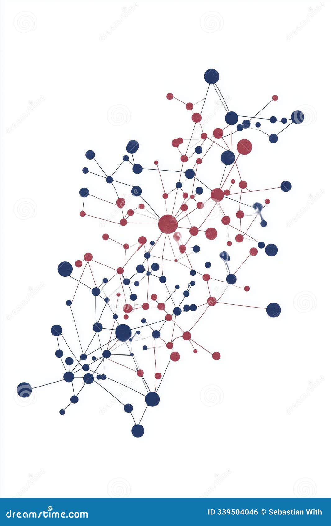 Abstract Network Illustration with Red and Blue Nodes on a White ...