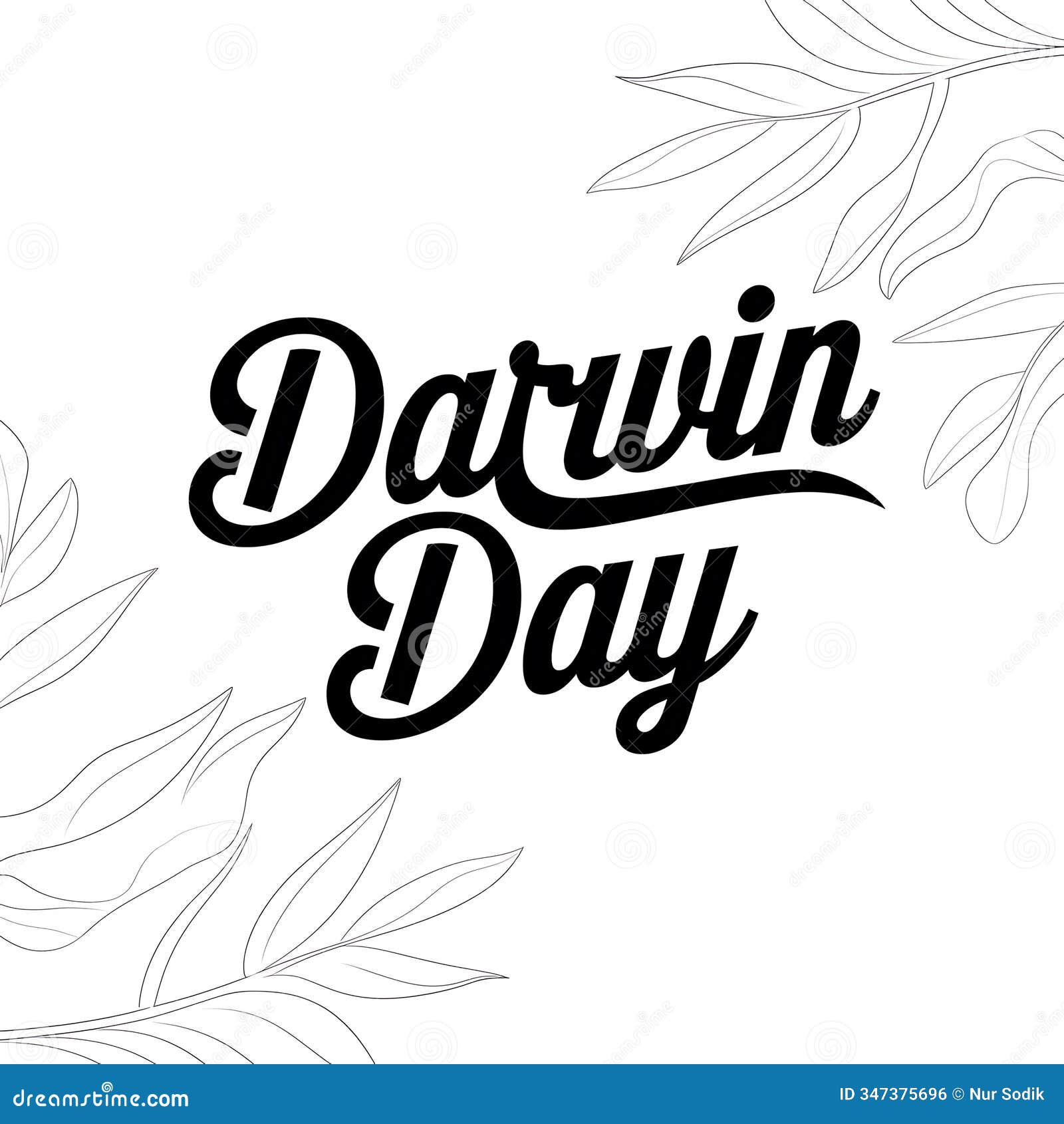 Darwin Day Stylized Lettering with Leaves Stock Illustration ...
