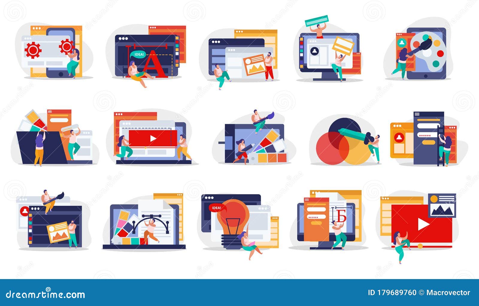 Graphic Design Flat Recolor Icon Set Stock Vector - Illustration of ...