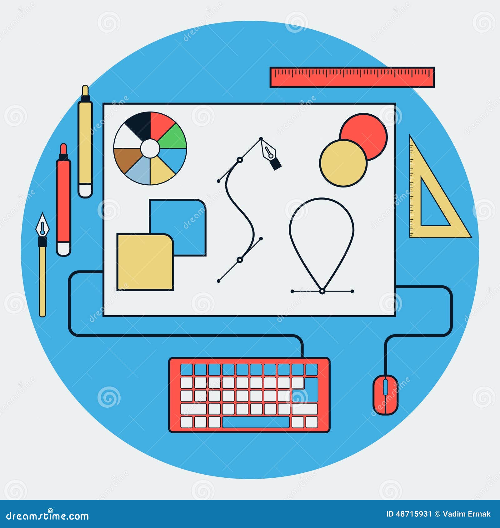 Graphic Design Flat Vector Concept Stock Vector - Illustration of line ...