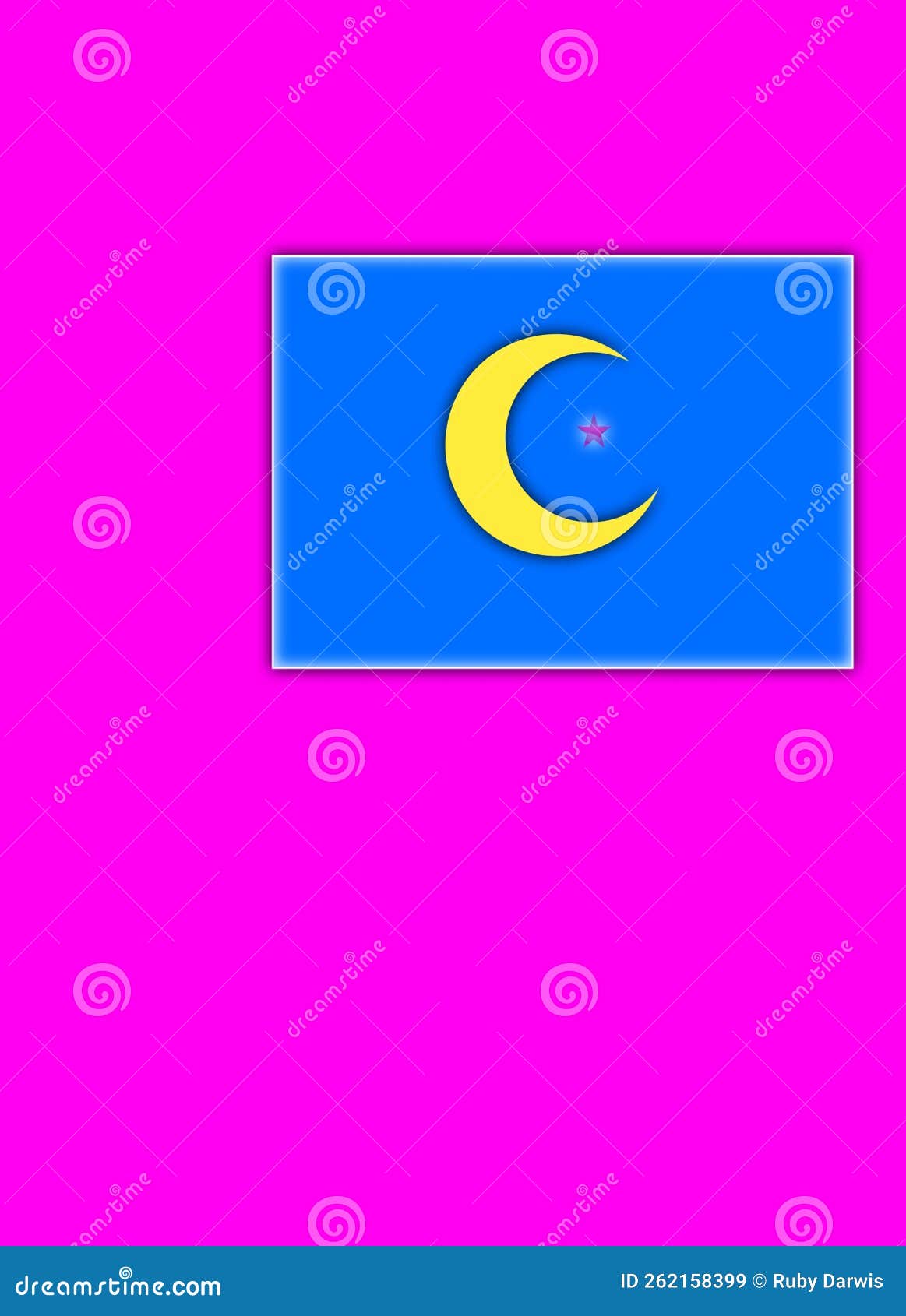 A Graphic Design in the Form of a Crescent Moon on a Purple & Pink ...