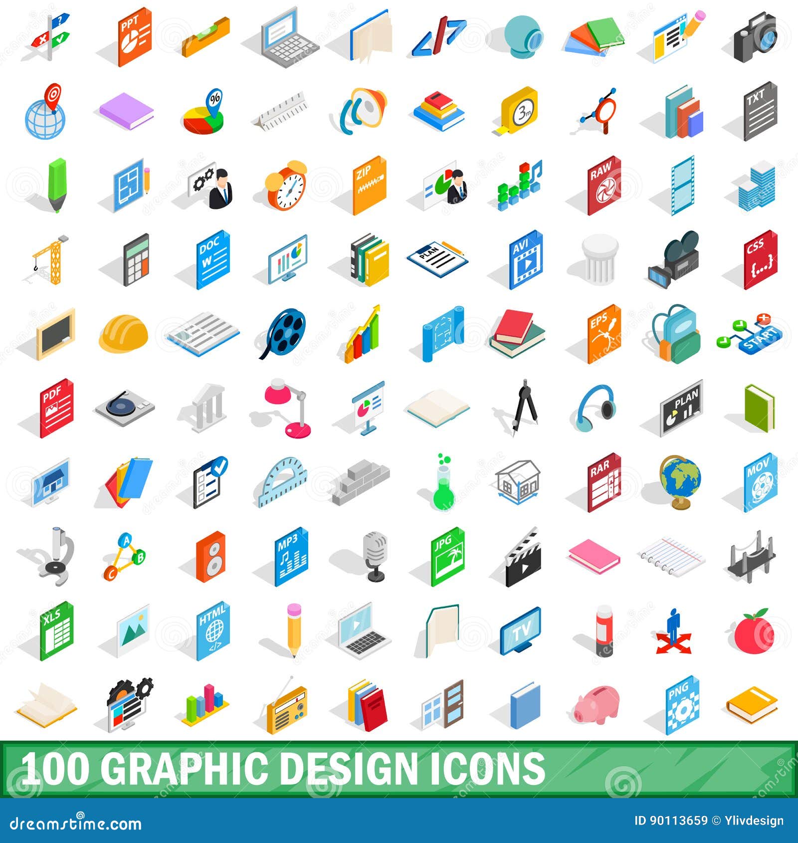 100 Graphic Design Icons Set, Isometric 3d Style Stock Vector ...