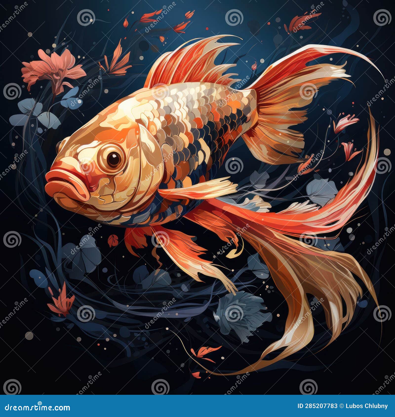 Graphic Design of a Japanese Koi Fish. Generative AI Stock Illustration ...