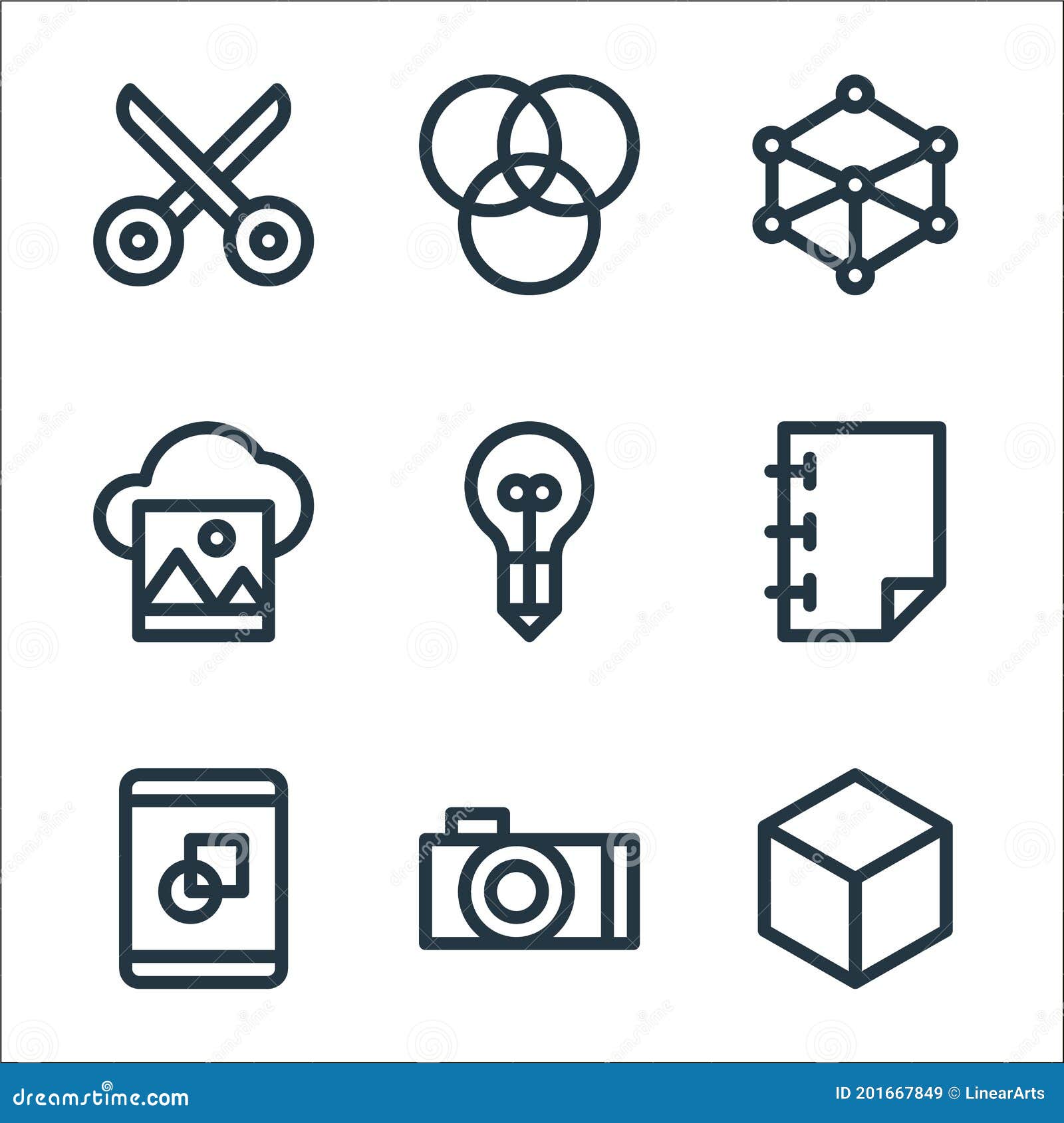 Graphic Design Line Icons. Linear Set Stock Illustration - Illustration ...