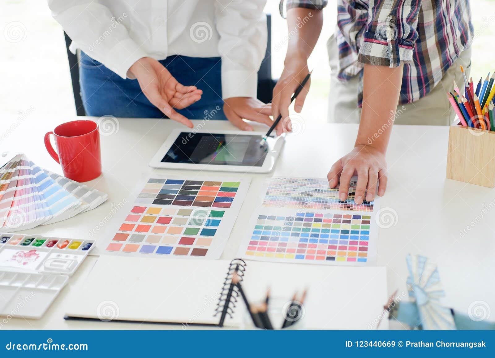 Graphic Design Meeting with Tablet Computer on Workplace. Stock Image ...