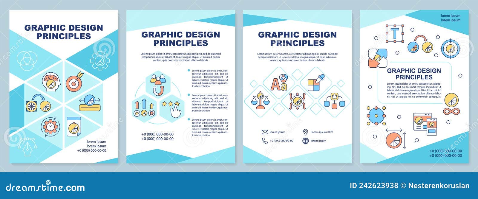 Graphic Design Principles Blue Brochure Template Stock Photo - Image of ...