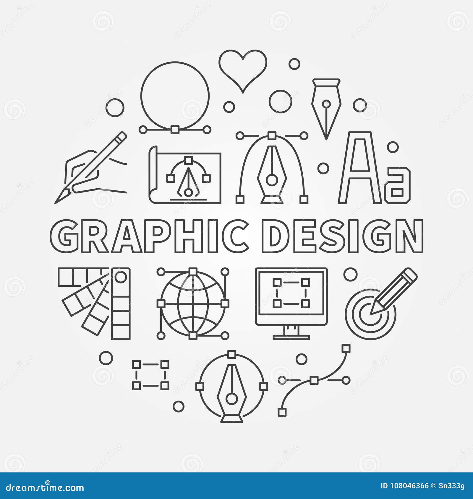 Graphic Design Round Vector Outline Illustration Stock Vector ...