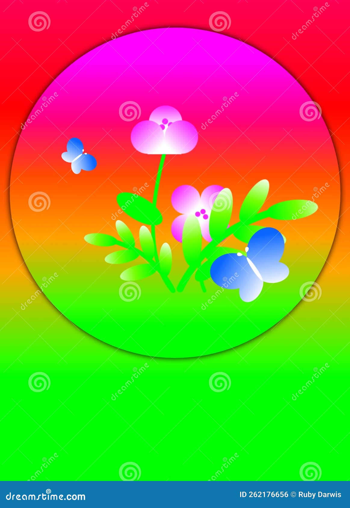 A Graphic Design in the Form of a Circle with a Flower Plant Inside and ...