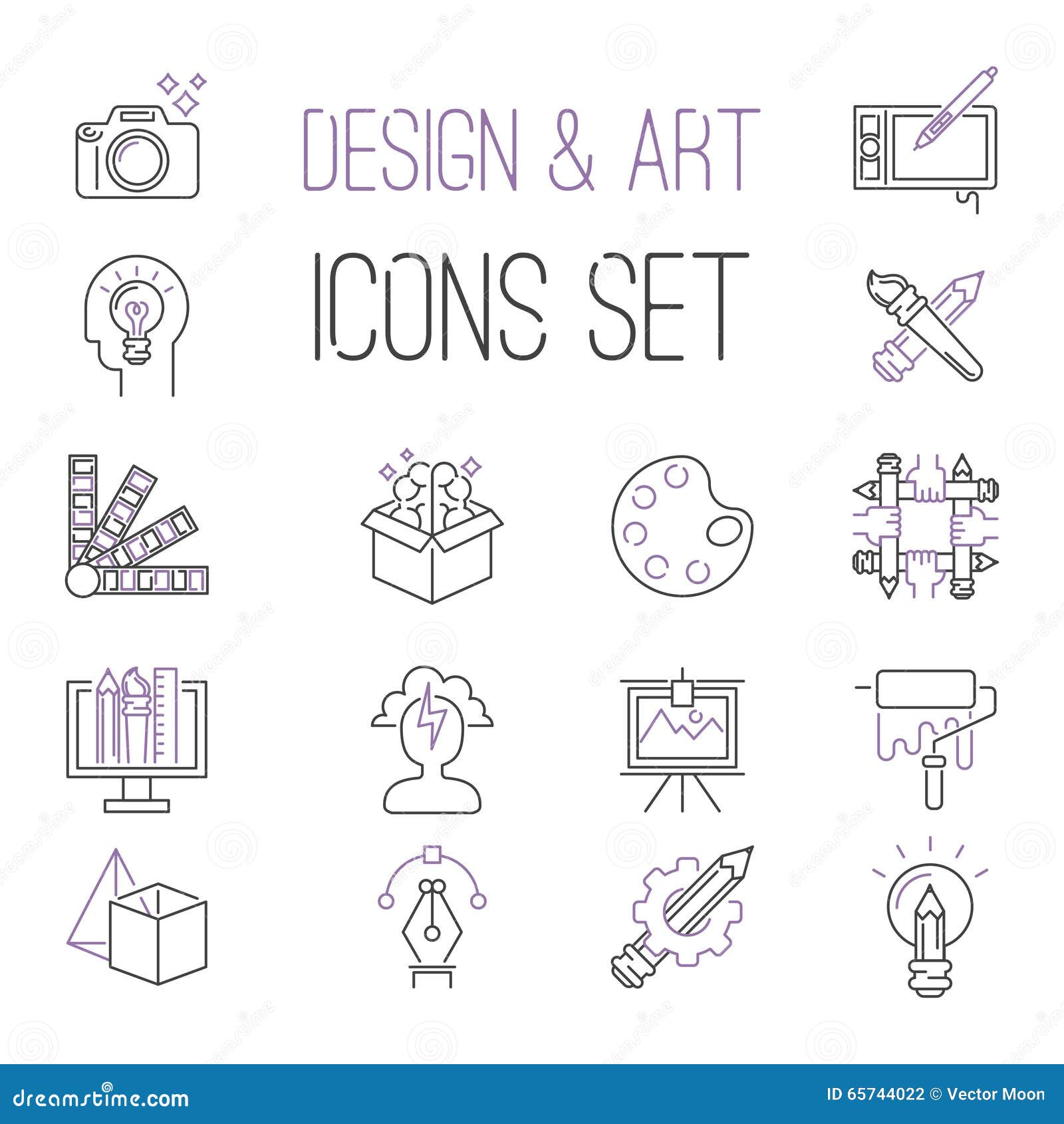 Graphic Design Sign Vector Icons Thin Outline Style Stock Vector ...