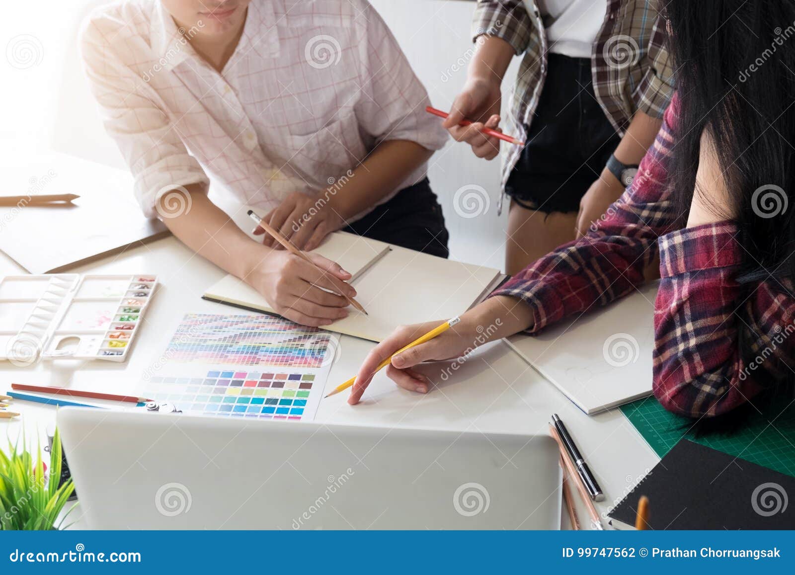 Graphic Design Team Creativity Ideas in Modern Office Workplace. Stock ...