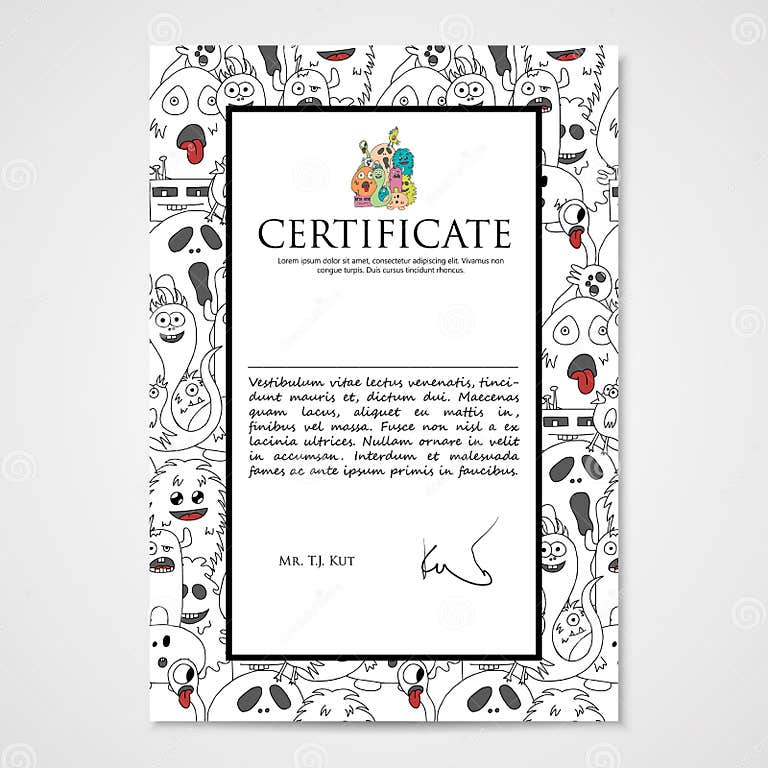 Graphic Design Template Document with Abstract Monsters Stock Vector ...