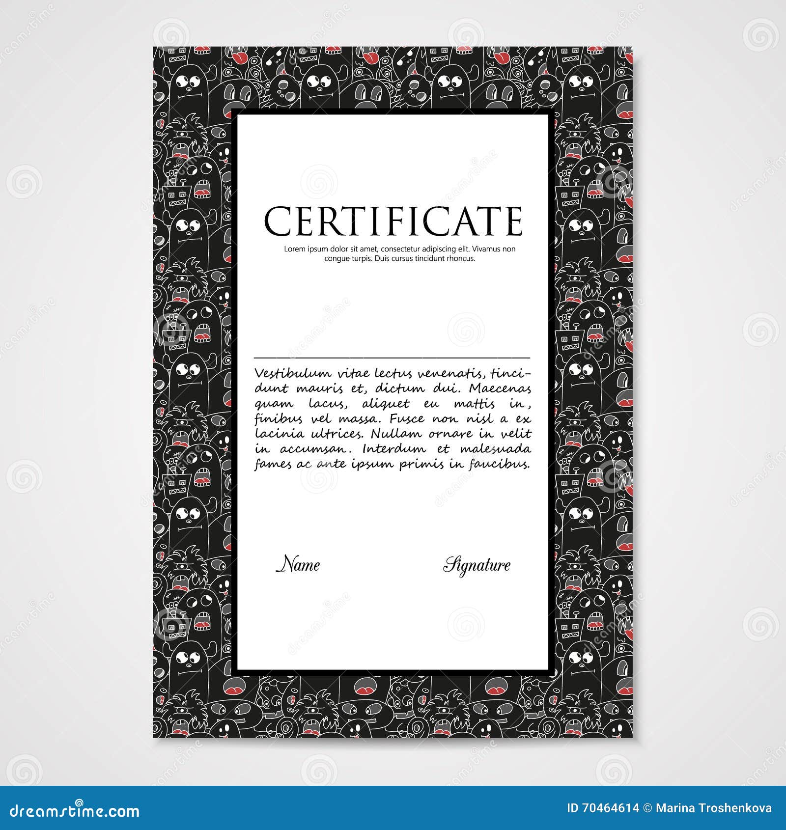 Graphic Design Template Document with Abstract Monsters. Stock Vector ...