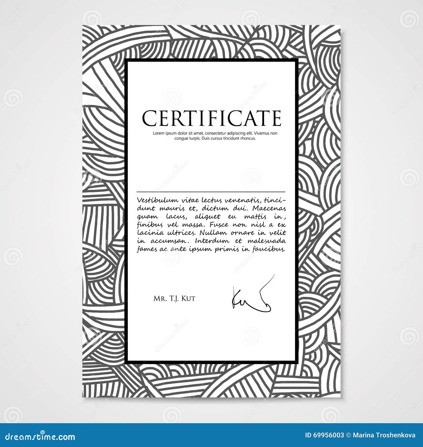 Graphic Design Template Document with Hand Drawn Doodle Pattern. Stock ...