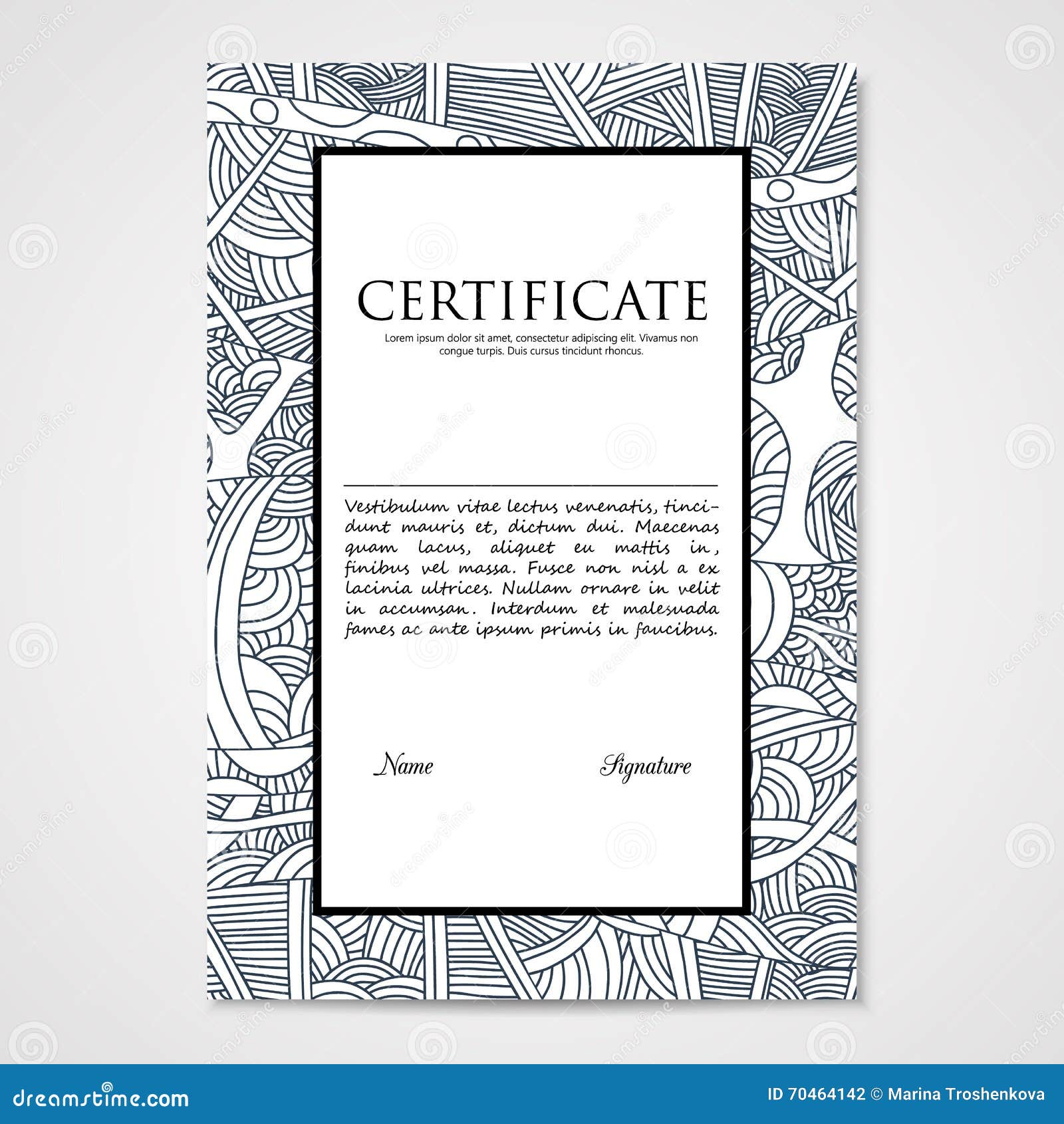 Graphic Design Template Document with Hand Drawn Doodle Pattern. Stock ...