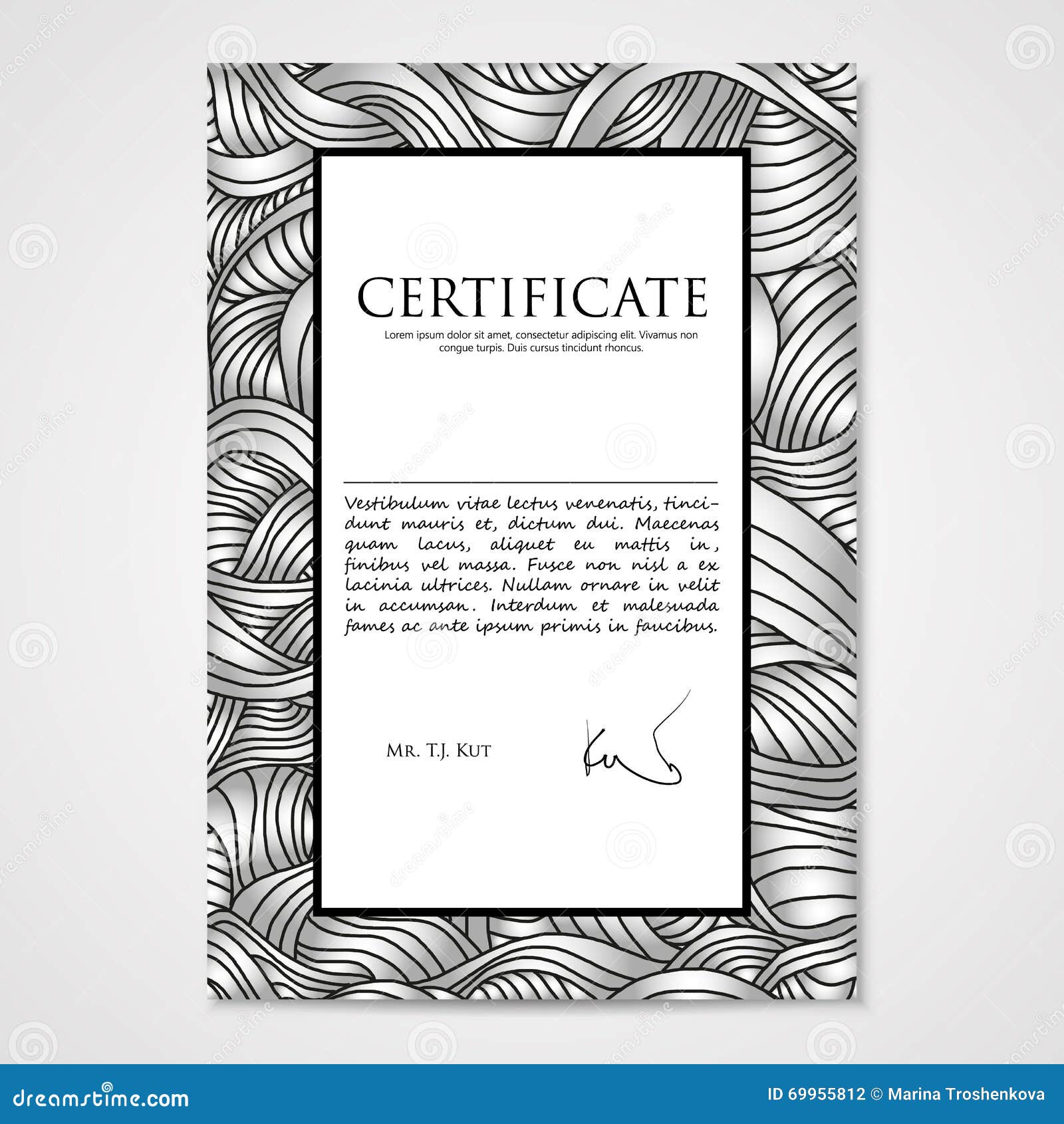 Graphic Design Template Document with Hand-drawn Waves. Stock Vector ...