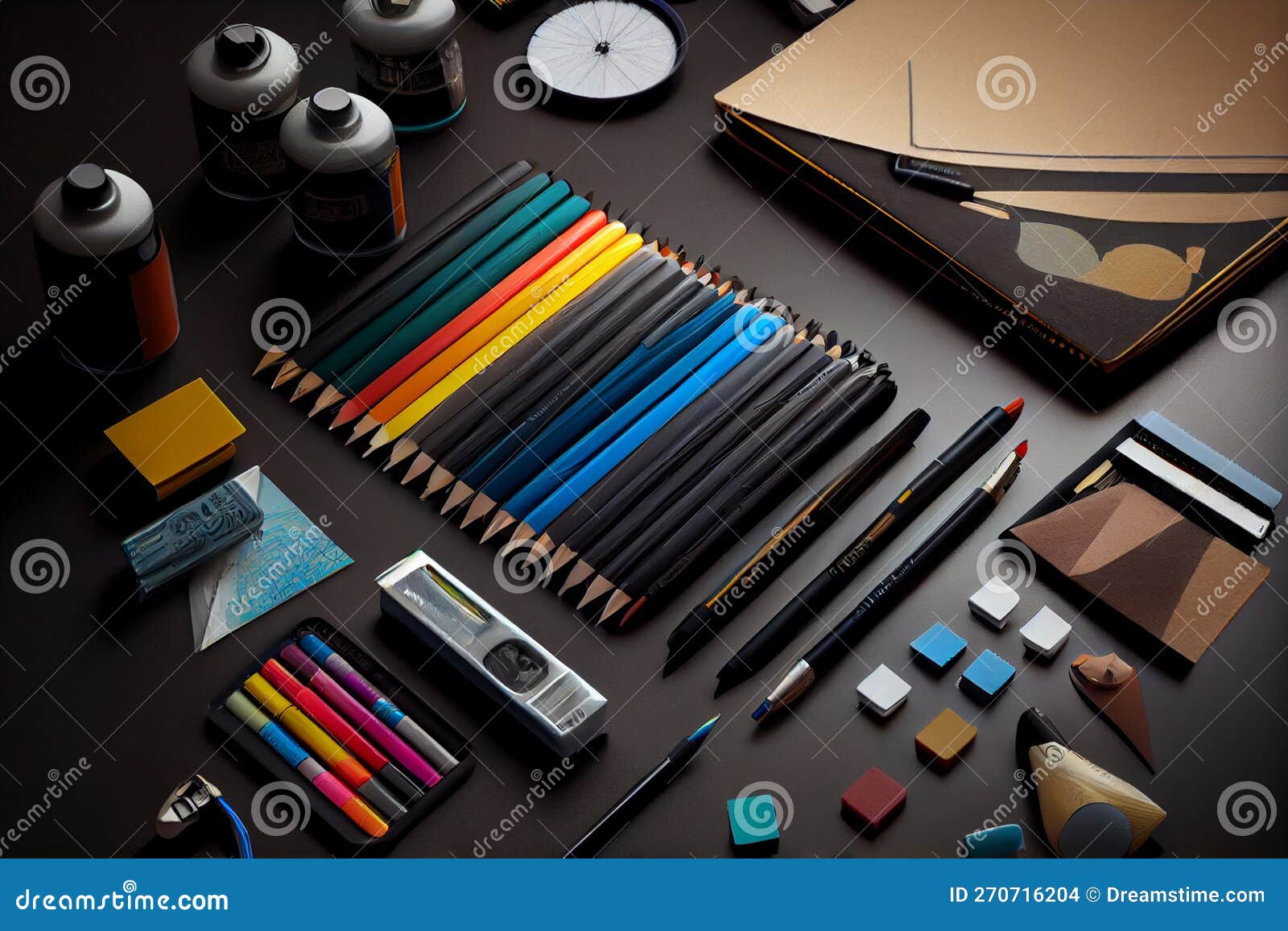 Graphic Design Tools on the Table.generative Ai Stock Illustration ...