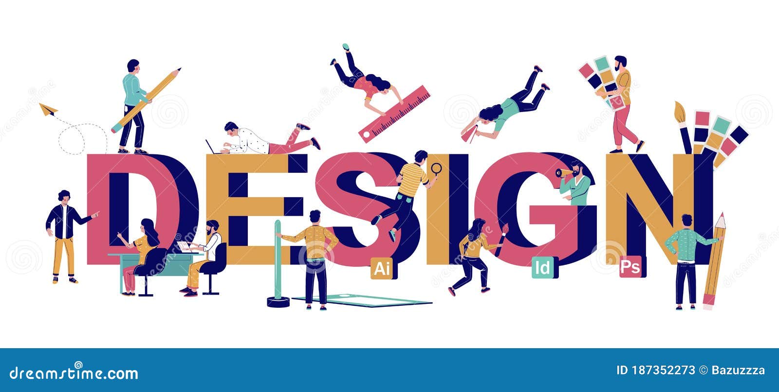 Graphic Design Typography Banner Template, Vector Flat Illustration ...